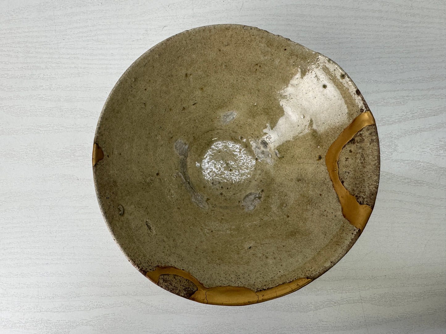 Y10056 CHAWAN Ko-Seto flat bowl Muromachi period Japan antique tea cer ...