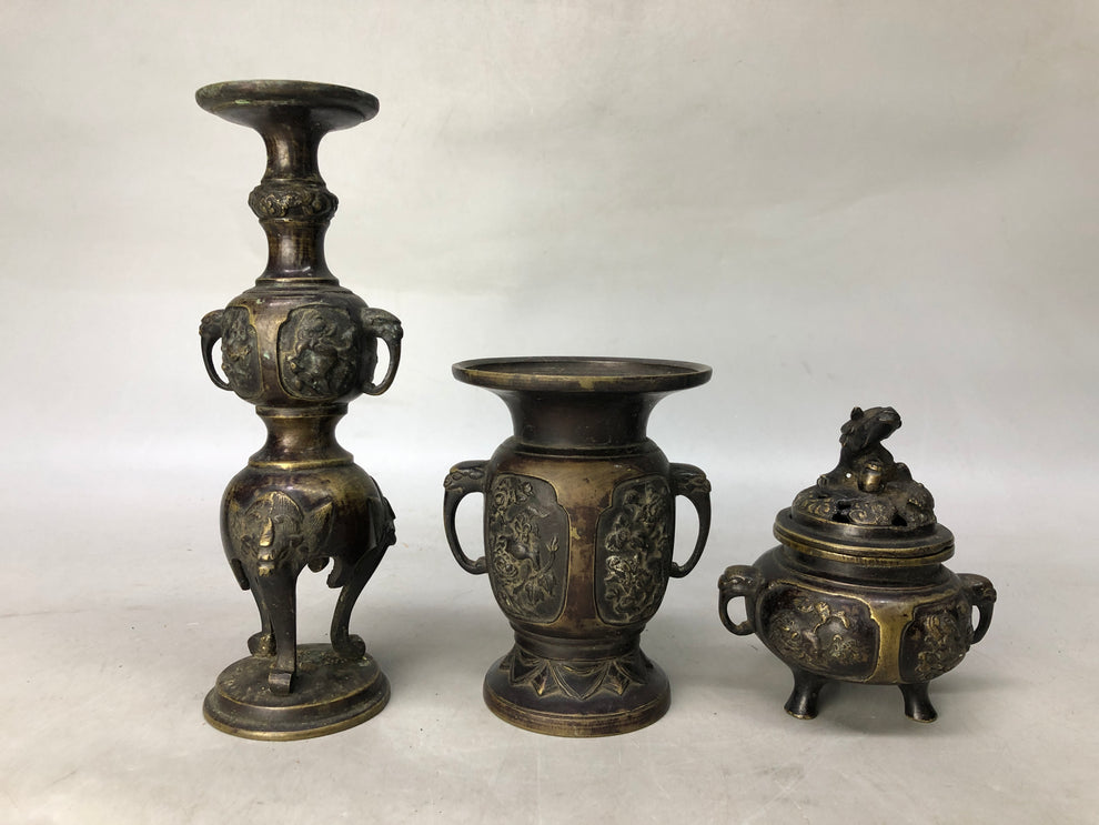 Y8294 Buddhist Altar Equipment Copper 5 implements for worship Japan a ...