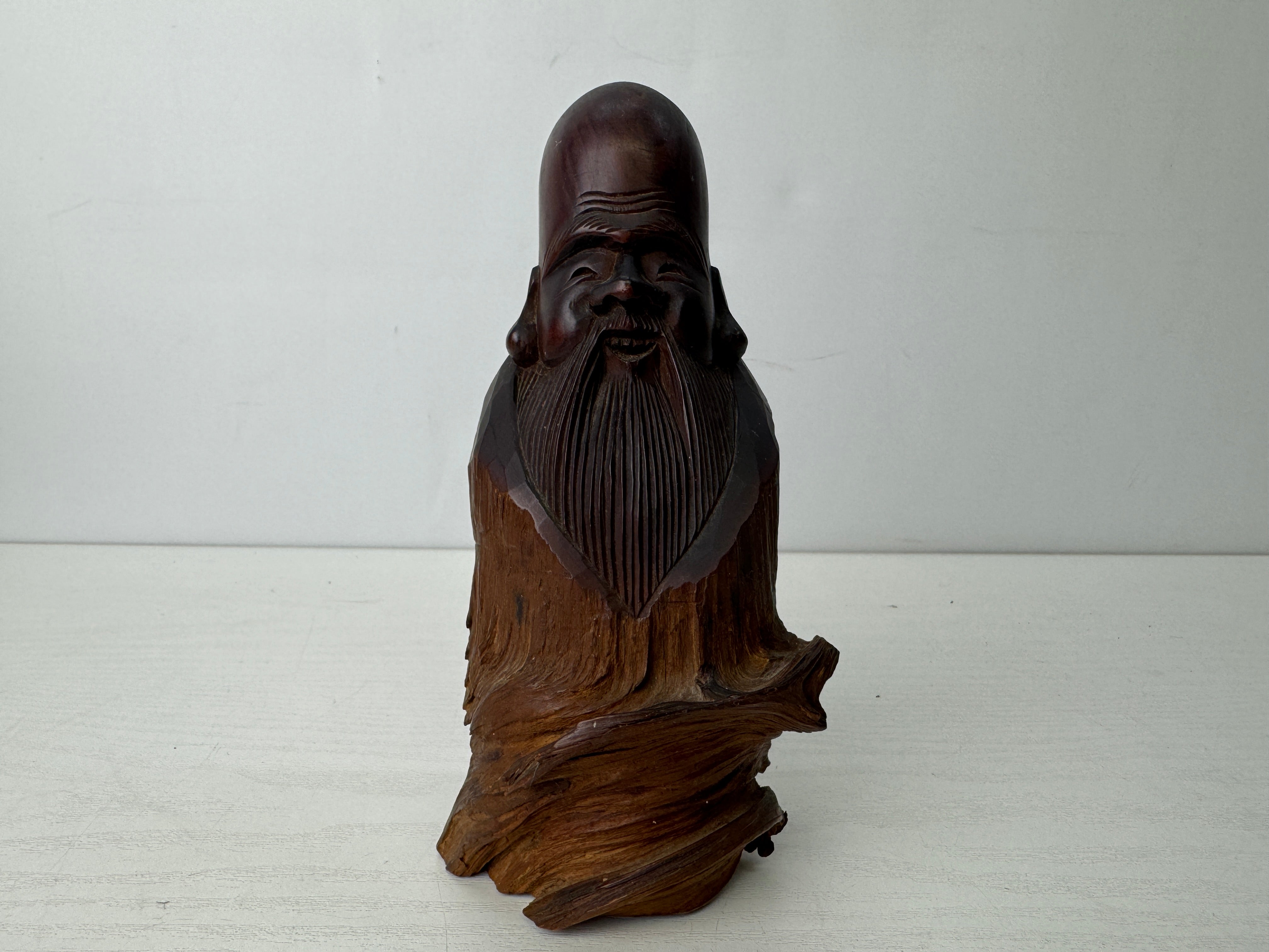 Y9656 STATUE natural wood carving Hermit figure figurine Japan antique ...