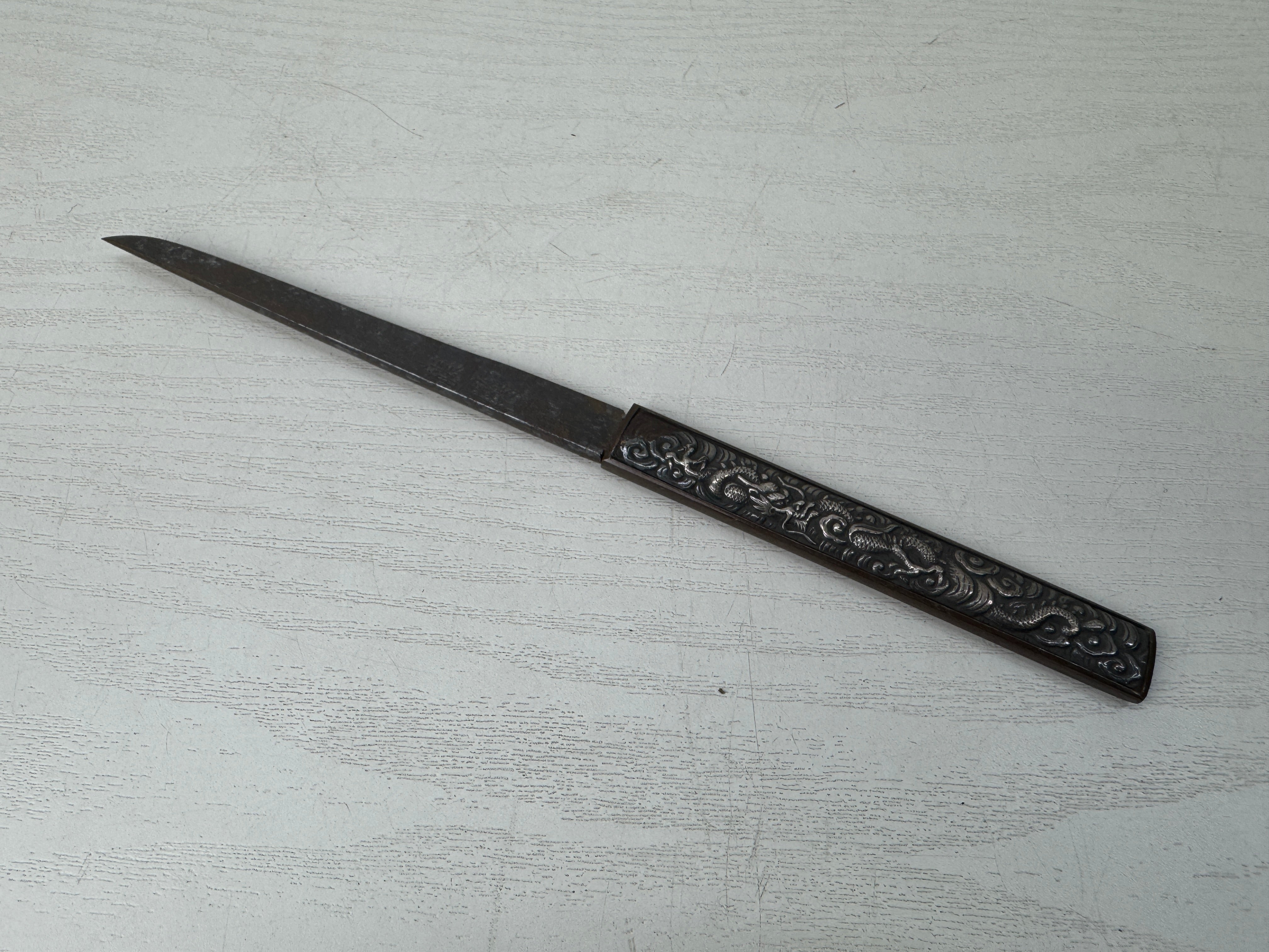 Y9829 TSUKA Small sword handle signed Japan antique samurai katana kos ...