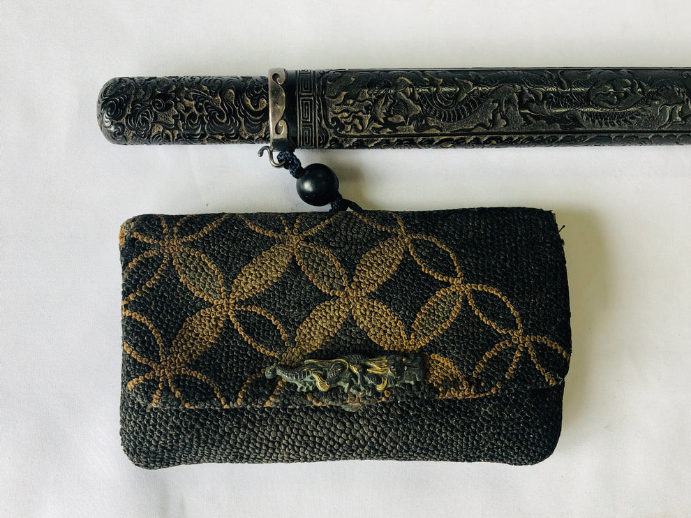 Y4796 SAGEMONO Dragon Cigarette case holder Japan antique traditional ...