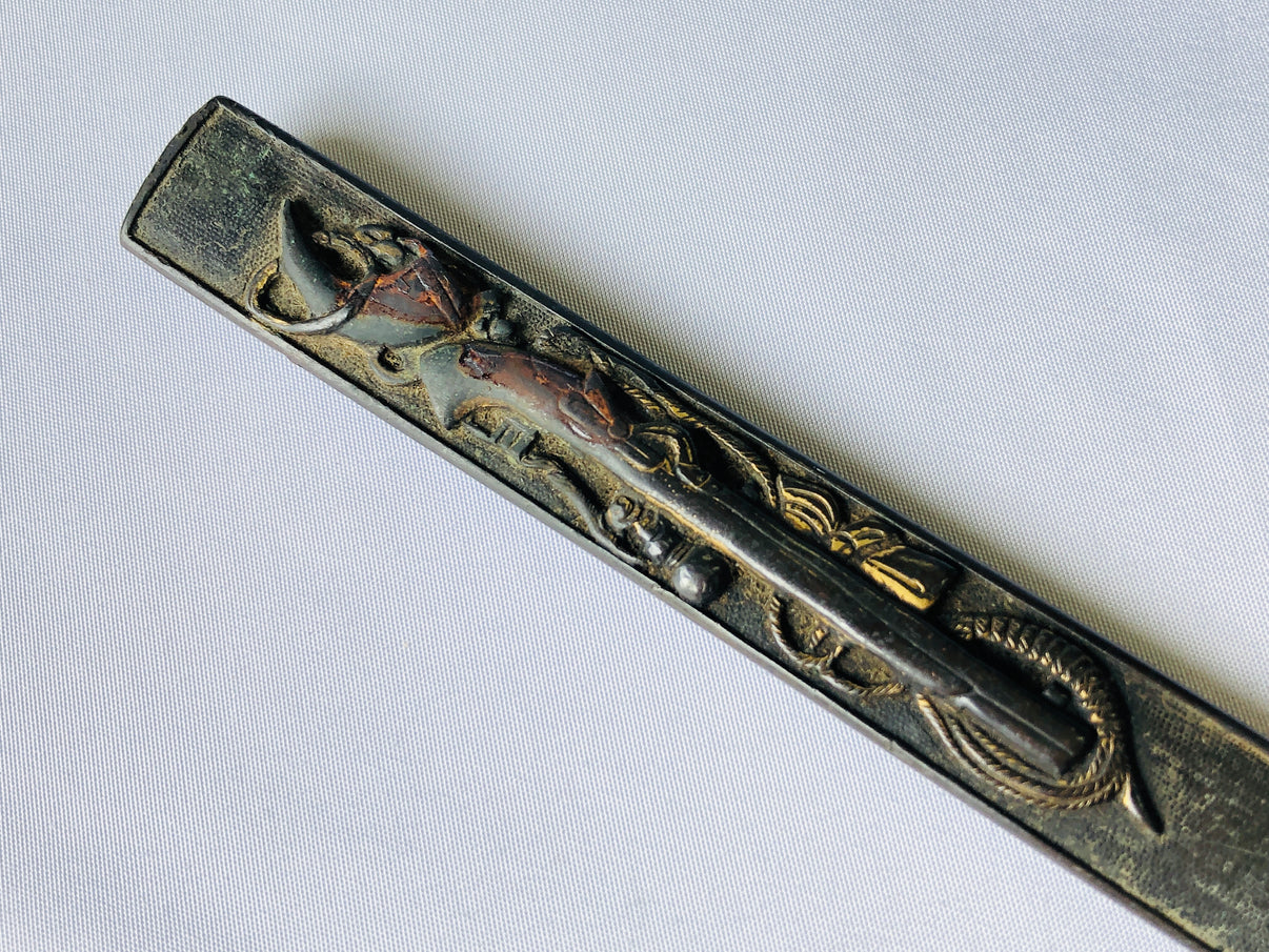 Y4833 KOUGAI hairpin spatula sword fittings matchlock Japan antique sa ...