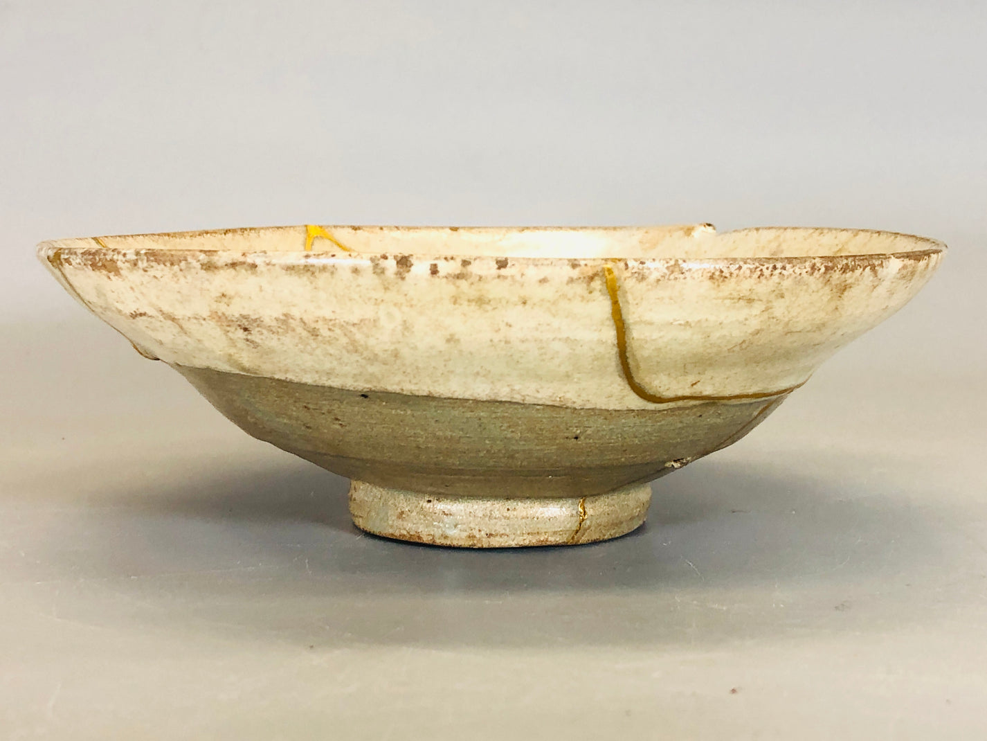 Y5406 CHAWAN Li Dynasty Plain Hakeme bowl kintsugi box Korea antique p ...