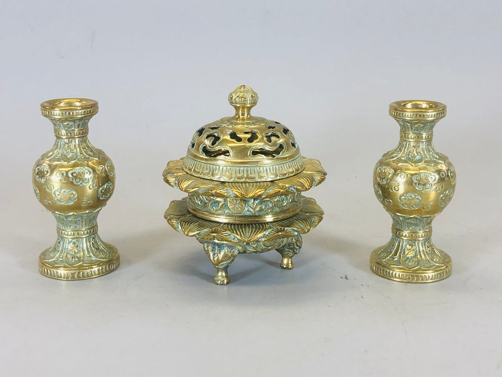 Y5454 Buddhist Altar Equipment Copper 3 implements for worship Japan a ...
