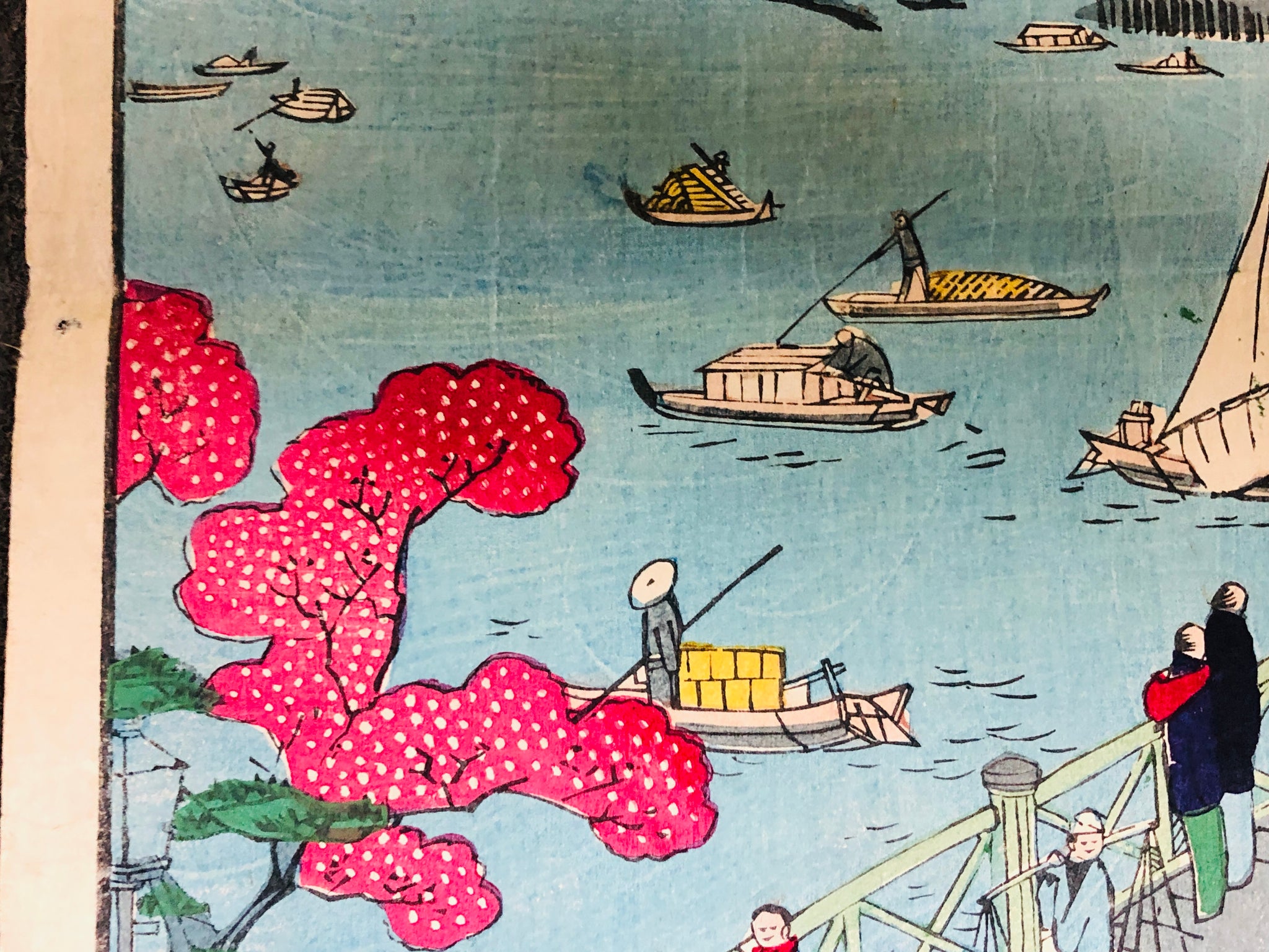 Y6171 [VIDEO] WOODBLOCK PRINT Kunimasa Famous places Tokyo Japan Ukiyo ...