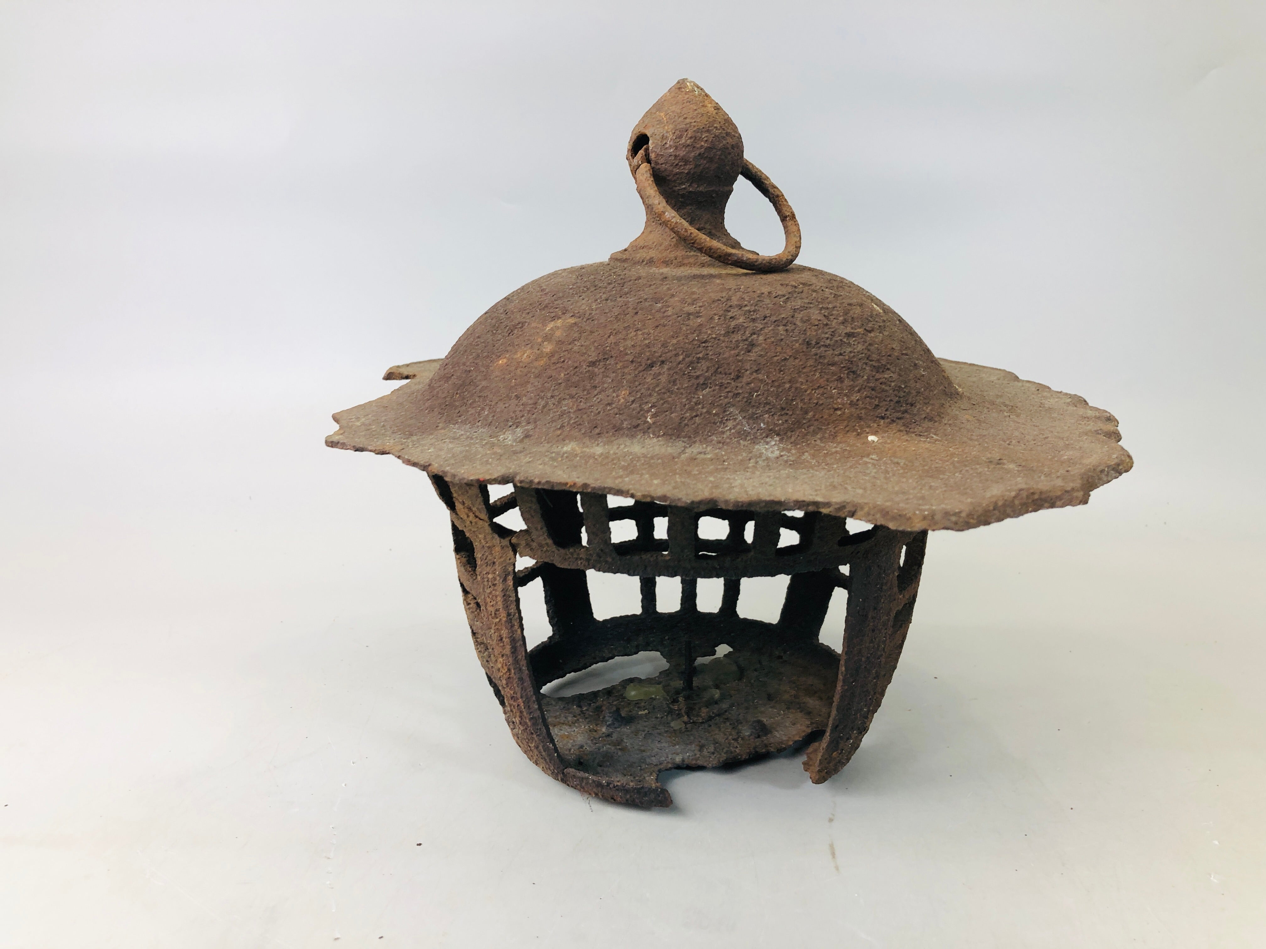 Y6192 [VIDEO] TOUROU Iron Hanging Lantern lighting Japan antique vinta ...