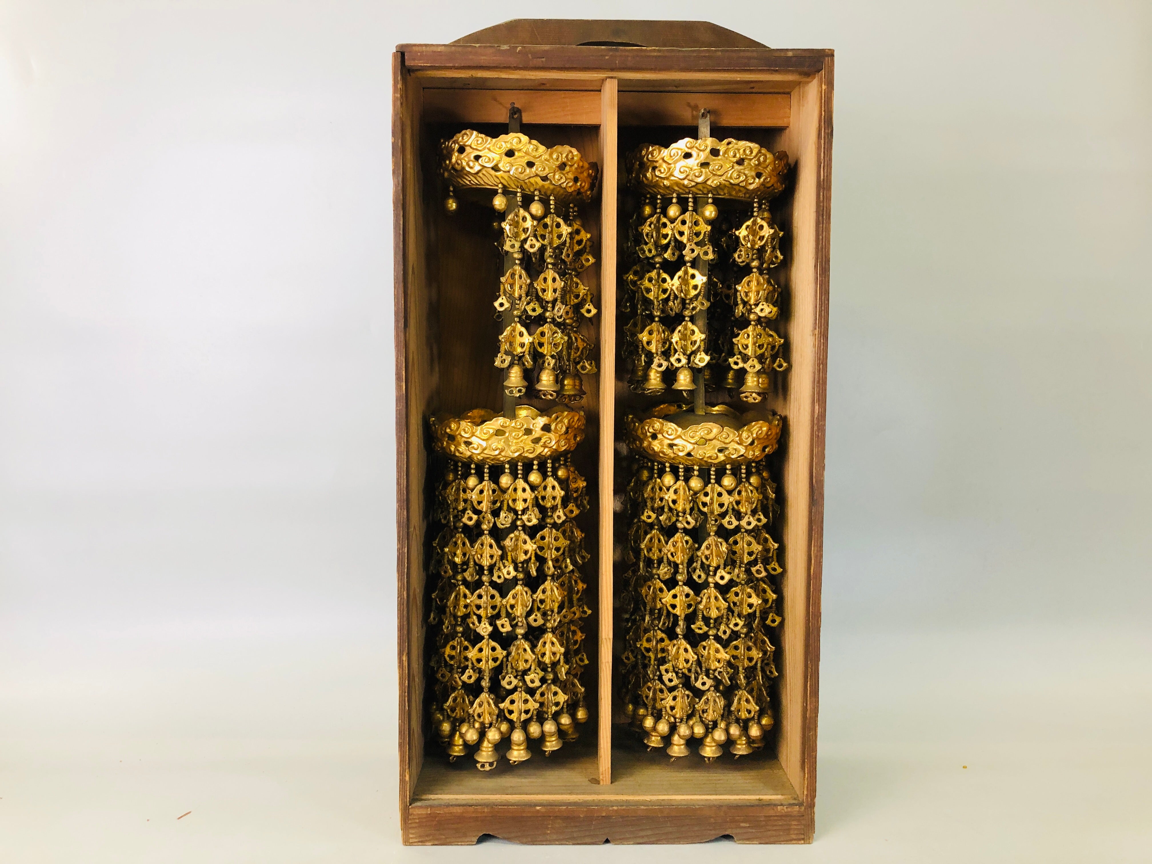 Y6266 [VIDEO] Buddhist Altar Equipment Talisman decoration Japan antiq ...