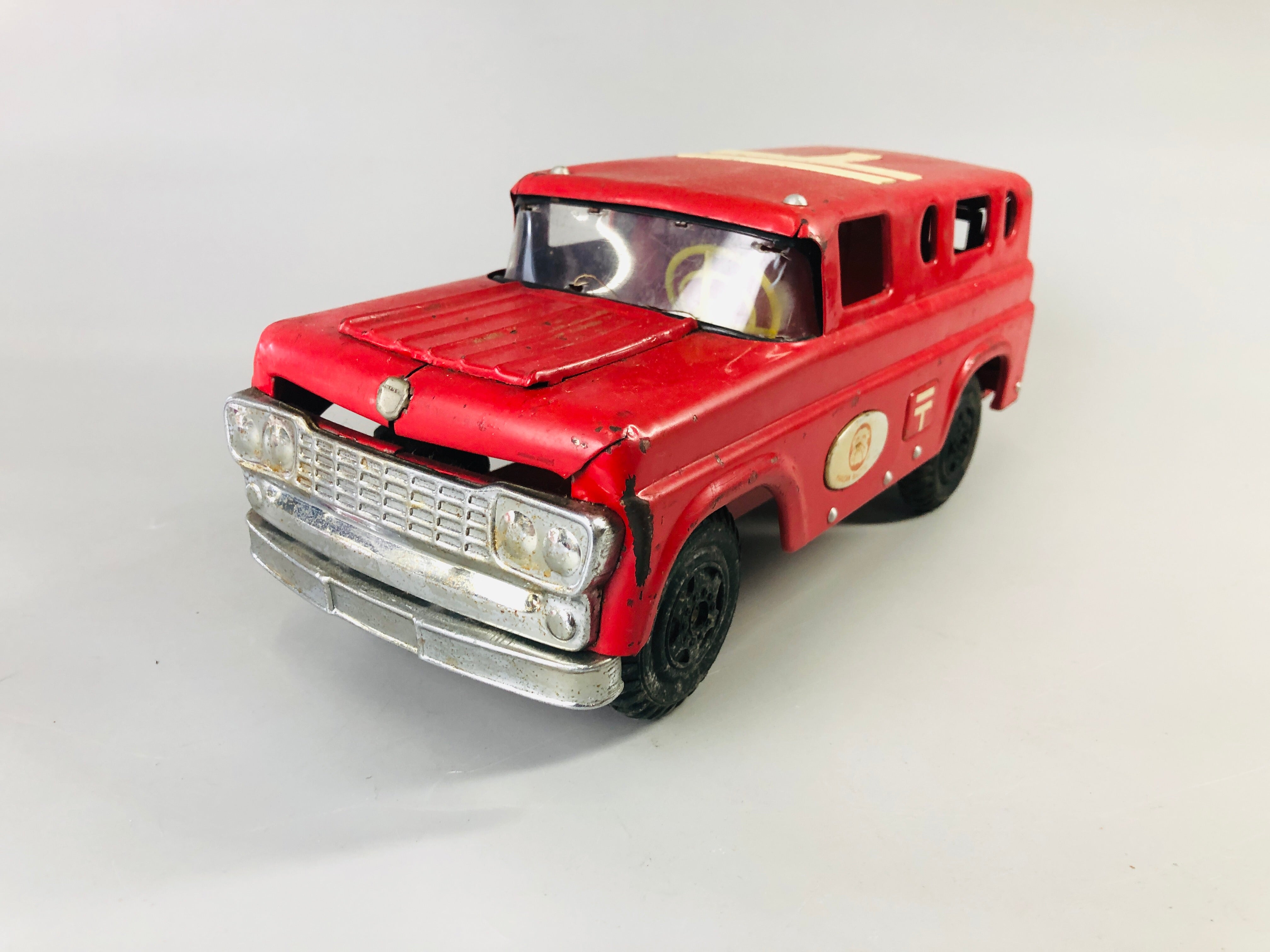 Y7012 [VIDEO] TIN TOY Postal car mail van truck working vehicle Japane ...